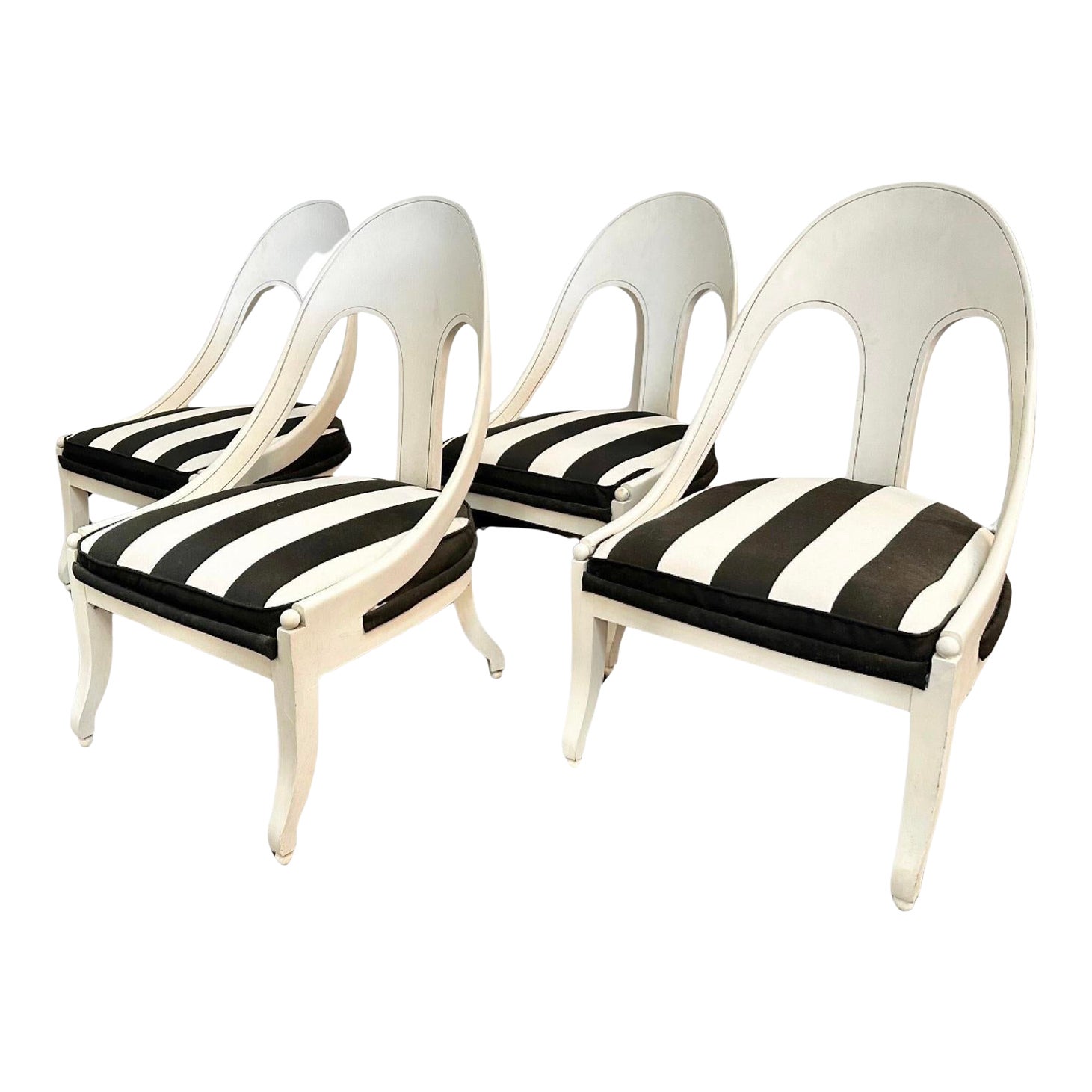 Vintage Michael Taylor for Baker Spoon Back Slipper Chairs, Set of Four ...