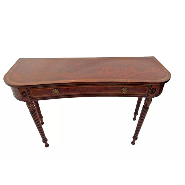 Sofa Table Console Large Drawer Banded Flame Mahogany Fluted Legs ...