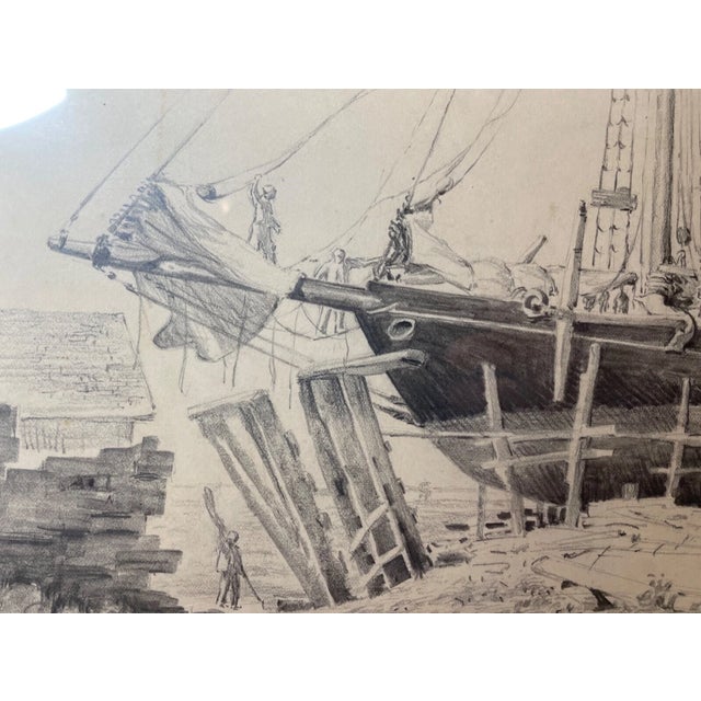1940s Large Original M. Wilson Nautical Ship Repairs Sailboat Sketch ...