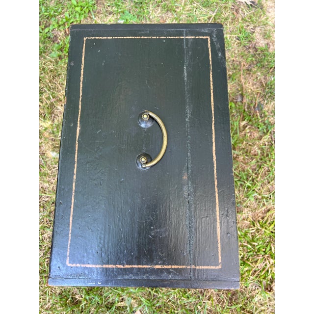 Early 19th Century Antique Wooden Painted Black Box With Deer Crest ...