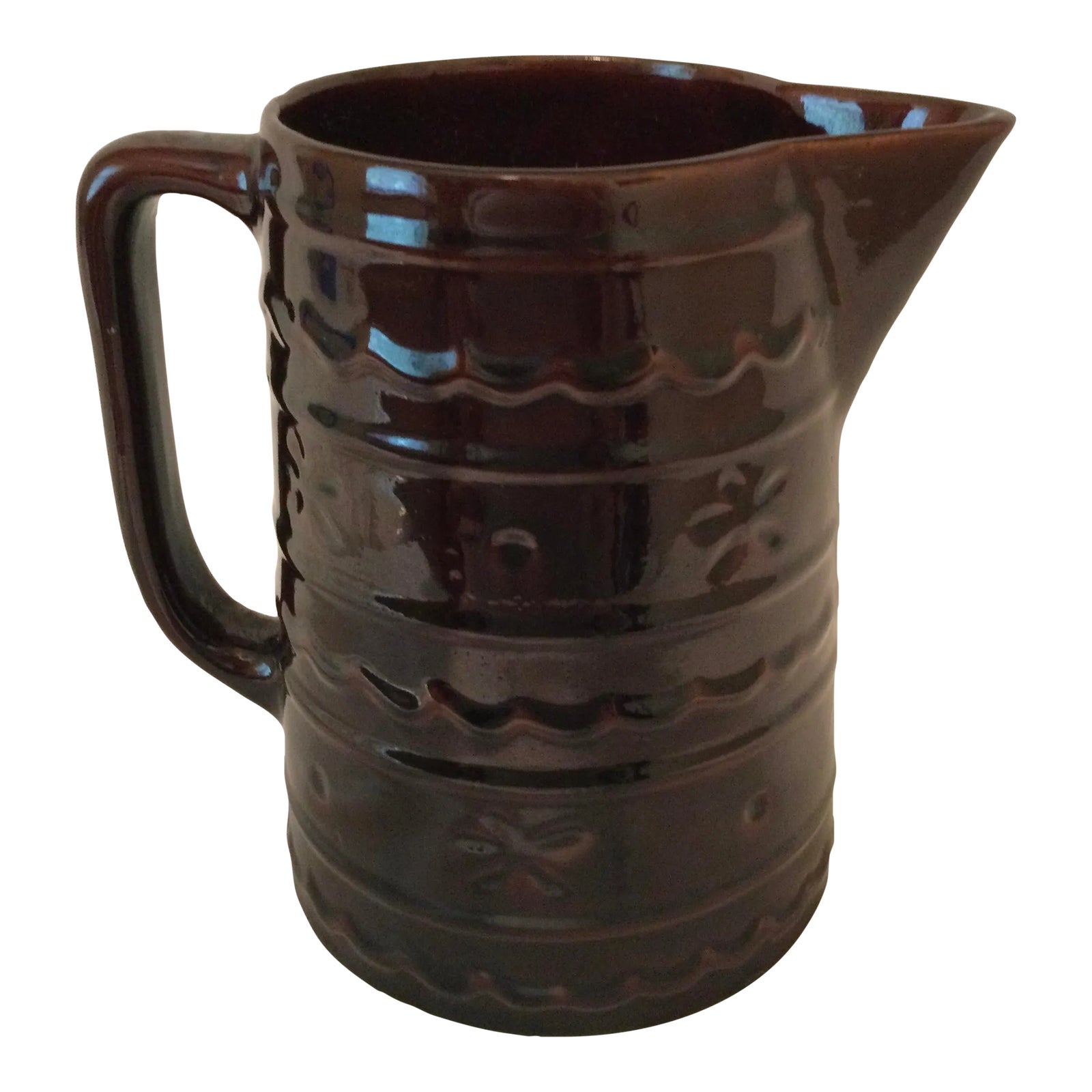 Mid-Century Modern Daisy & Dot MarCrest Stoneware Pitcher | Chairish