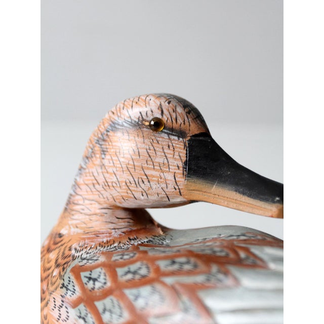 Vintage Hand Painted Carved Wood Duck | Chairish