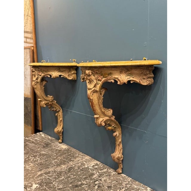 Pair of Italian Hanging Consoles | Chairish