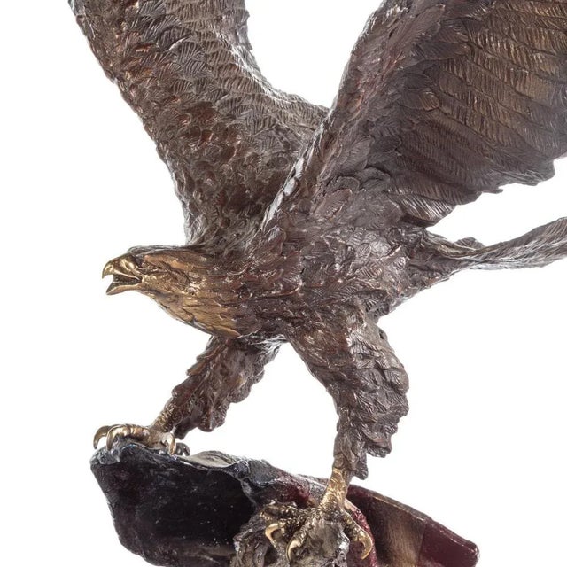 Eagle and Flag Bronze Sculpture by Lorenzo E. Ghiglieri, Limited ...