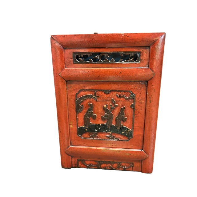 19th Century Chinese Carved Wood Red Laquer Decorative Architectural ...