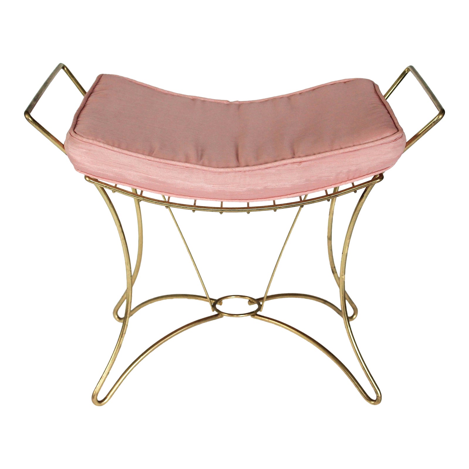 Vintage Vanity Bench W/ Pink Cushion | Chairish