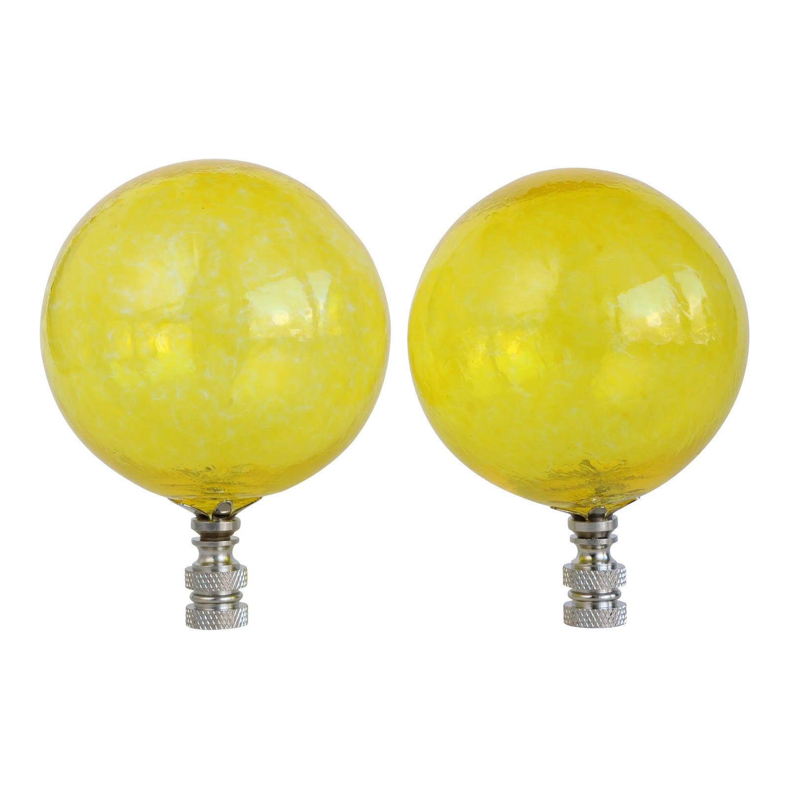 Daffodil Yellow Handblown Glass Lamp Finials on Chrome Hardware - a ...