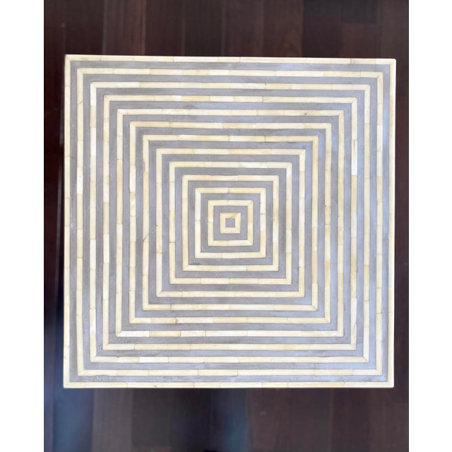 Bone and Resin Striped Mod Side Table Malena Stripped Side Table by ...