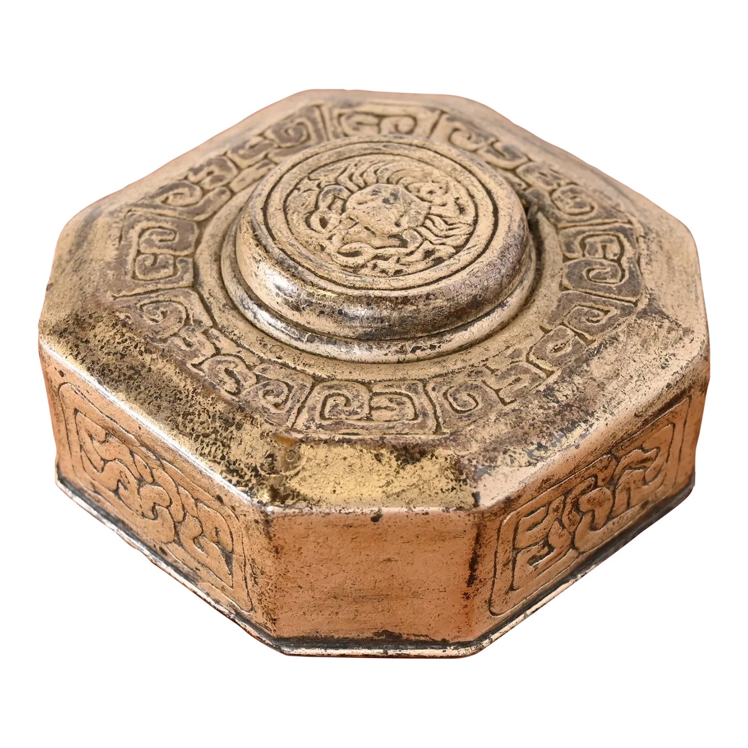 Tiffany Studios New York "Zodiac" Bronze Inkwell | Chairish