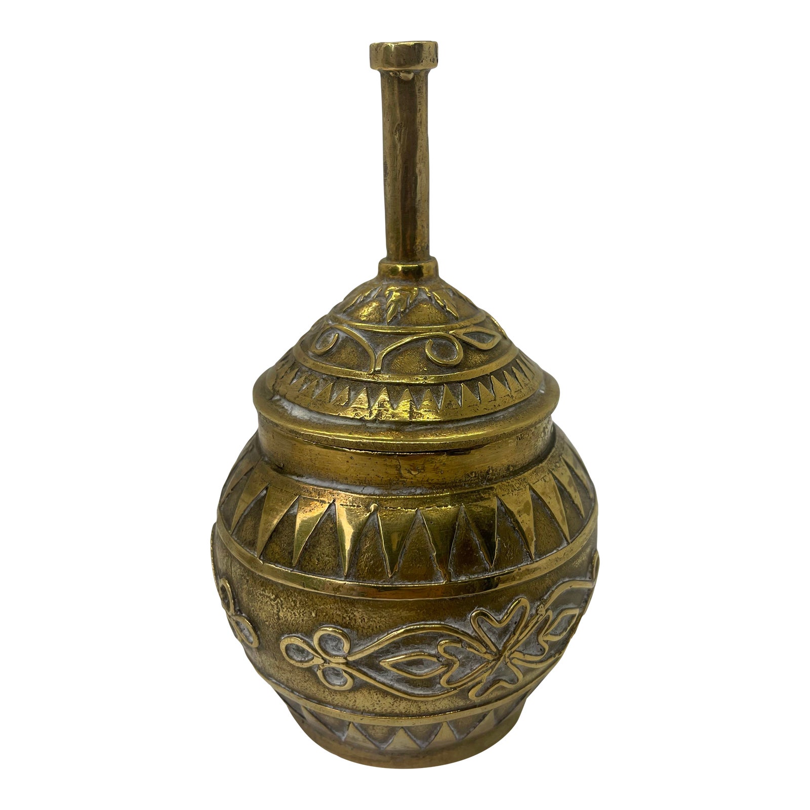 Vintage Brass Gadur Jar With Lid | Chairish