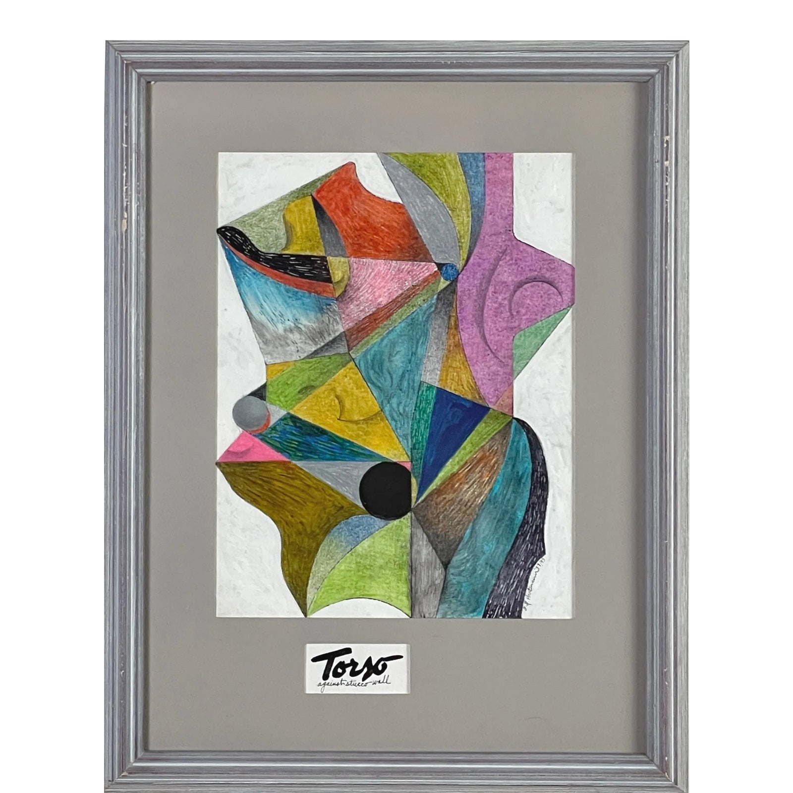 1977 “Torso Against Stucco Wall” Modernist Mixed-Media Painting by E.J ...