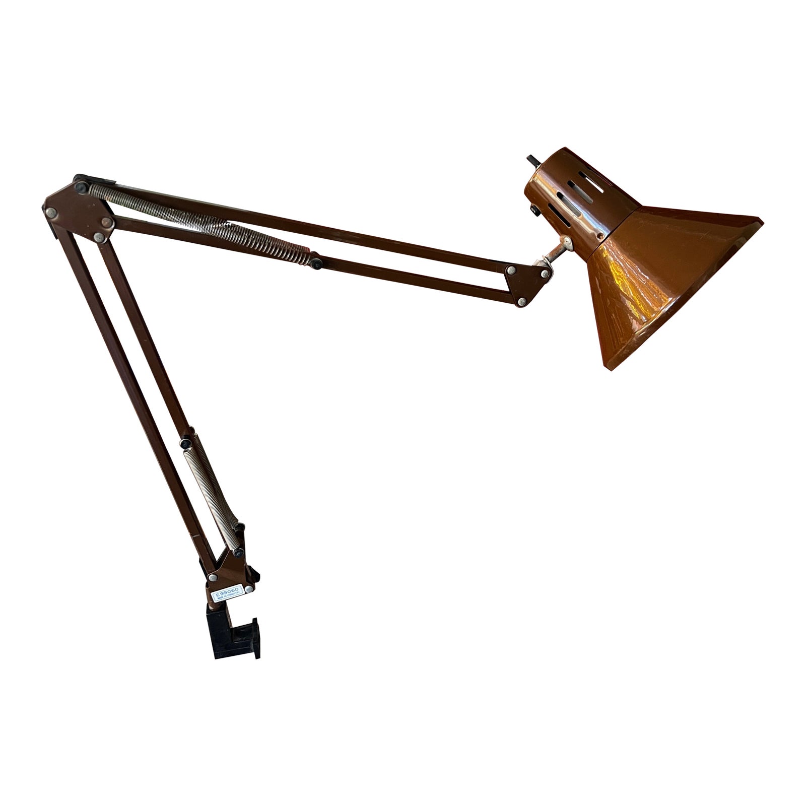 Vintage Adjustable Clamp-on Desk Lamp With Brown Metal Shade ...