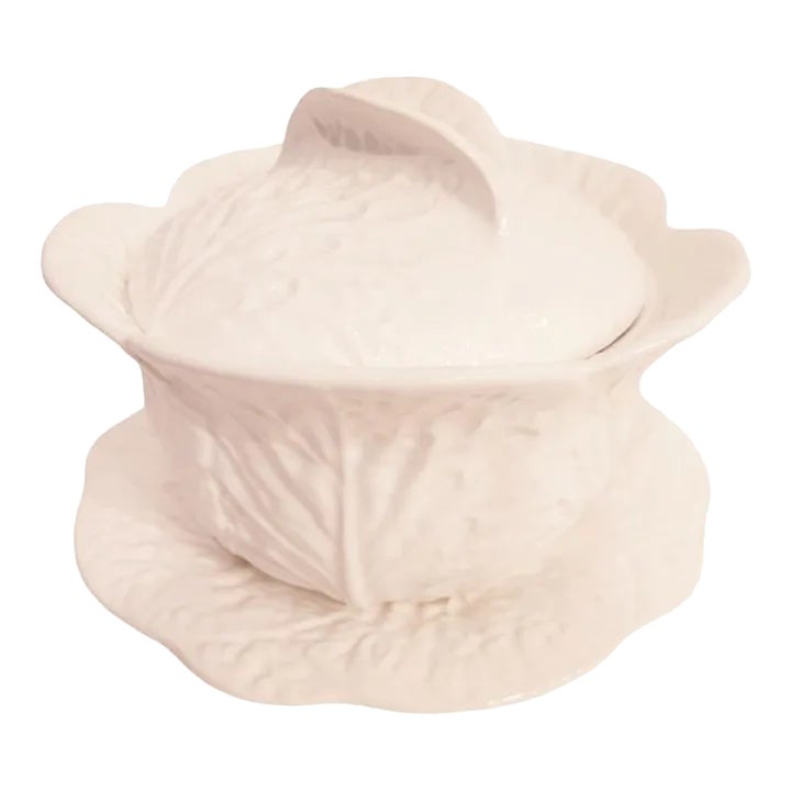 Vintage White Cabbage Ware Dodie Thayer Style Large Ceramic Soup Tureen ...