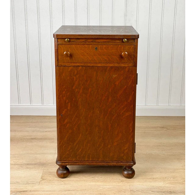 Antique Traditional Quartersawn Oak Liquor Bar Cellarette Cabinet ...