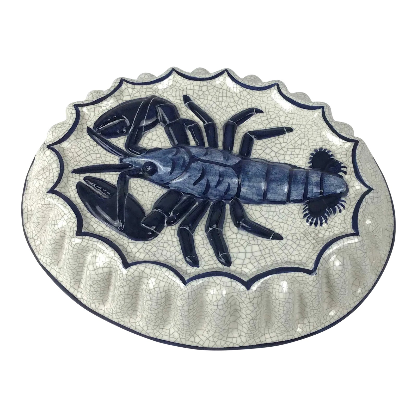 Hand Painted Dedham Pottery Signed Pottery Lobster Wall Art | Chairish