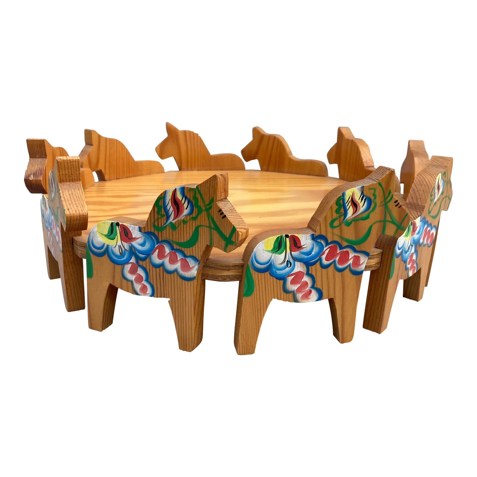 Vintage Dala Horse Cake Stand Serving Tray | Chairish