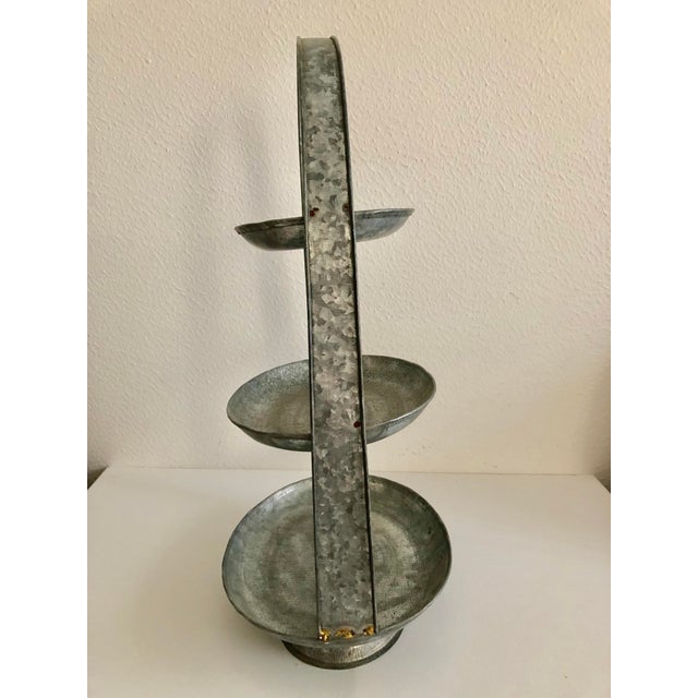 Contemporary Three Tier Metal Serving Stand | Chairish