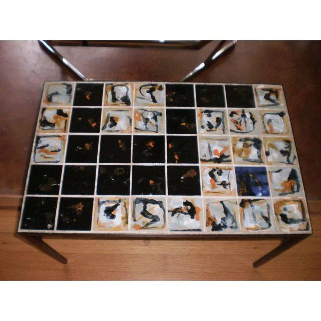 Mid-Century Modern Roger Capron Style Tile Topped Table | Chairish