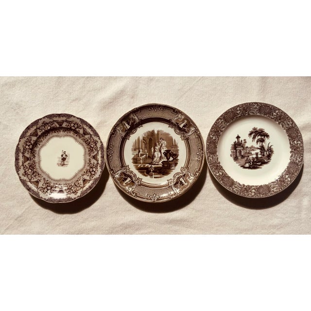 Circa 1850 English Stoneware Plates - Set of 3 | Chairish