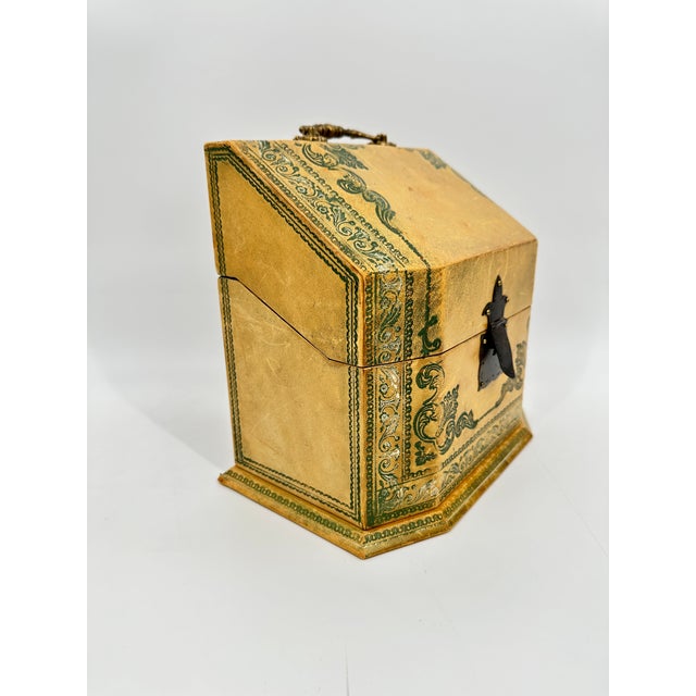 Vintage Italian Etched Leather Stationary or Letter Box | Chairish