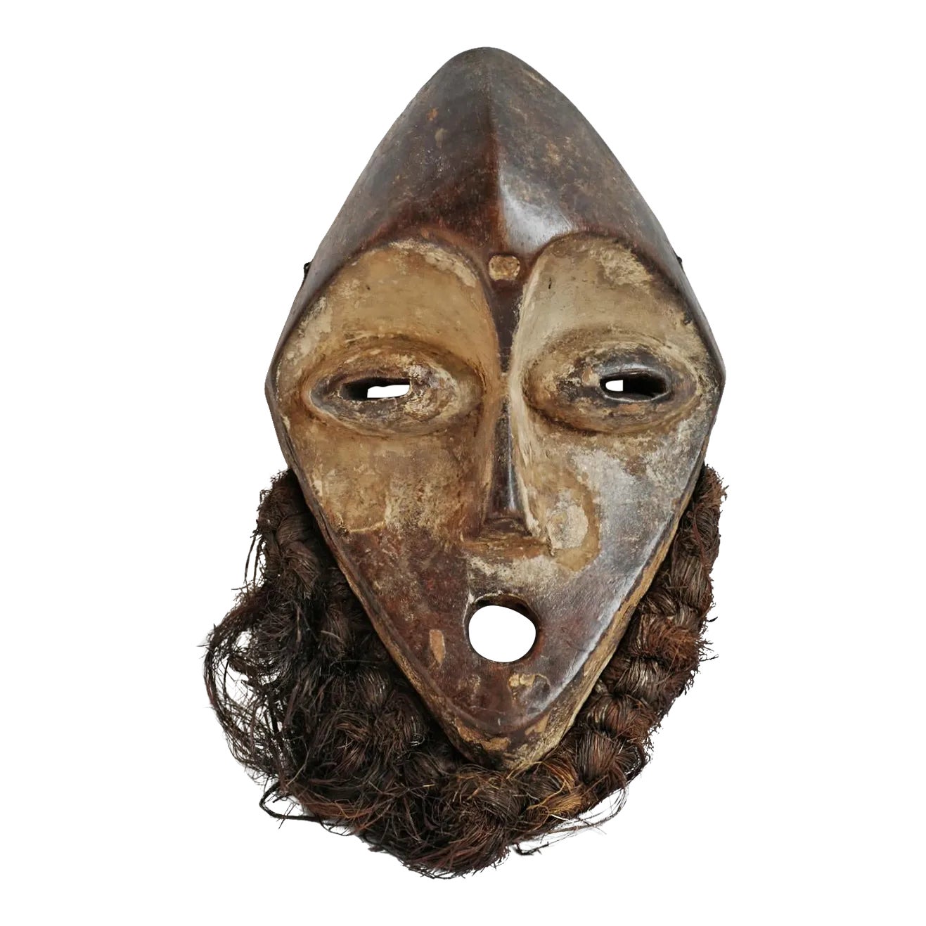 Vintage Wood & Raffia Lega Mask | Chairish