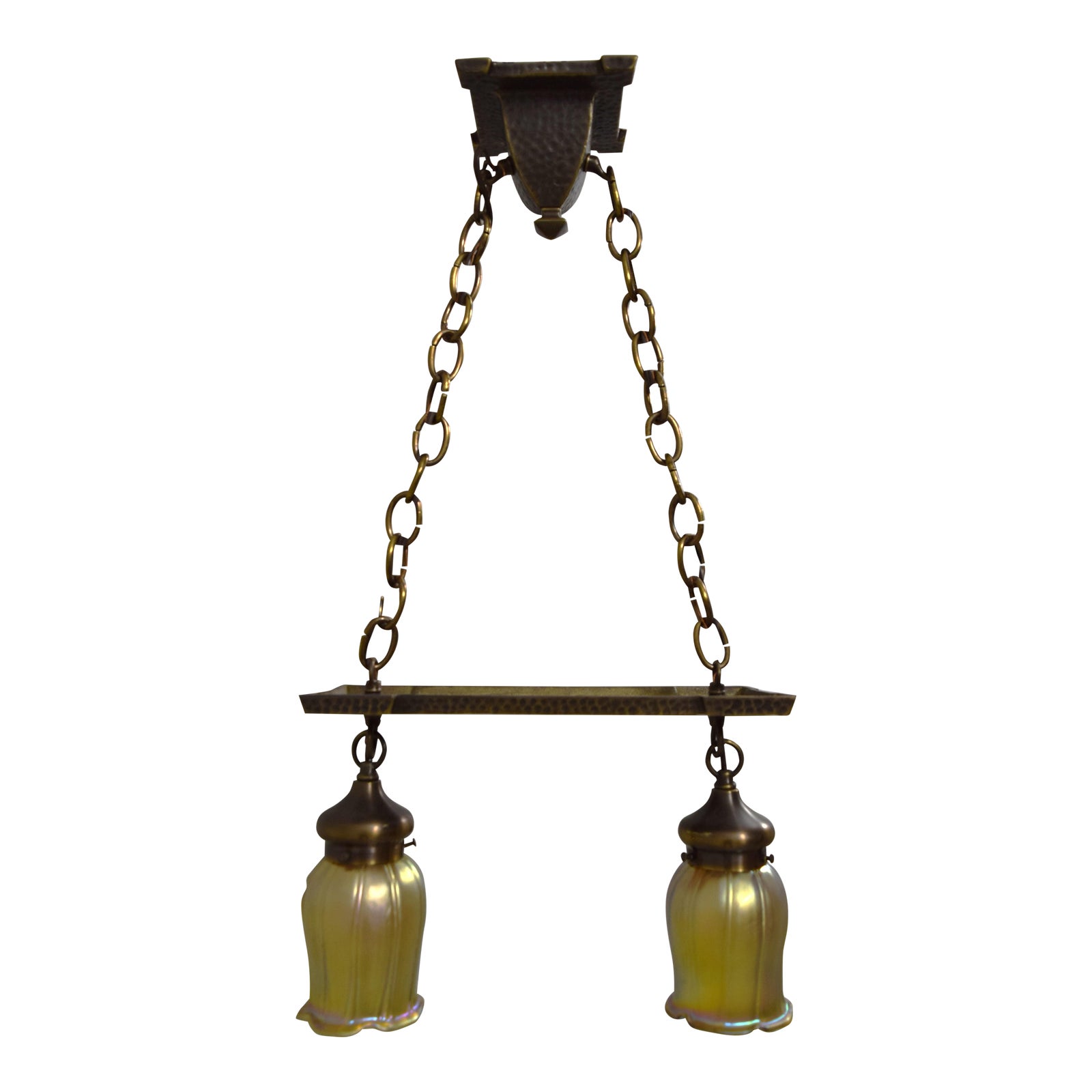 Rejuvenation Arts & Crafts Ceiling Fixture W. Art Glass Shade | Chairish