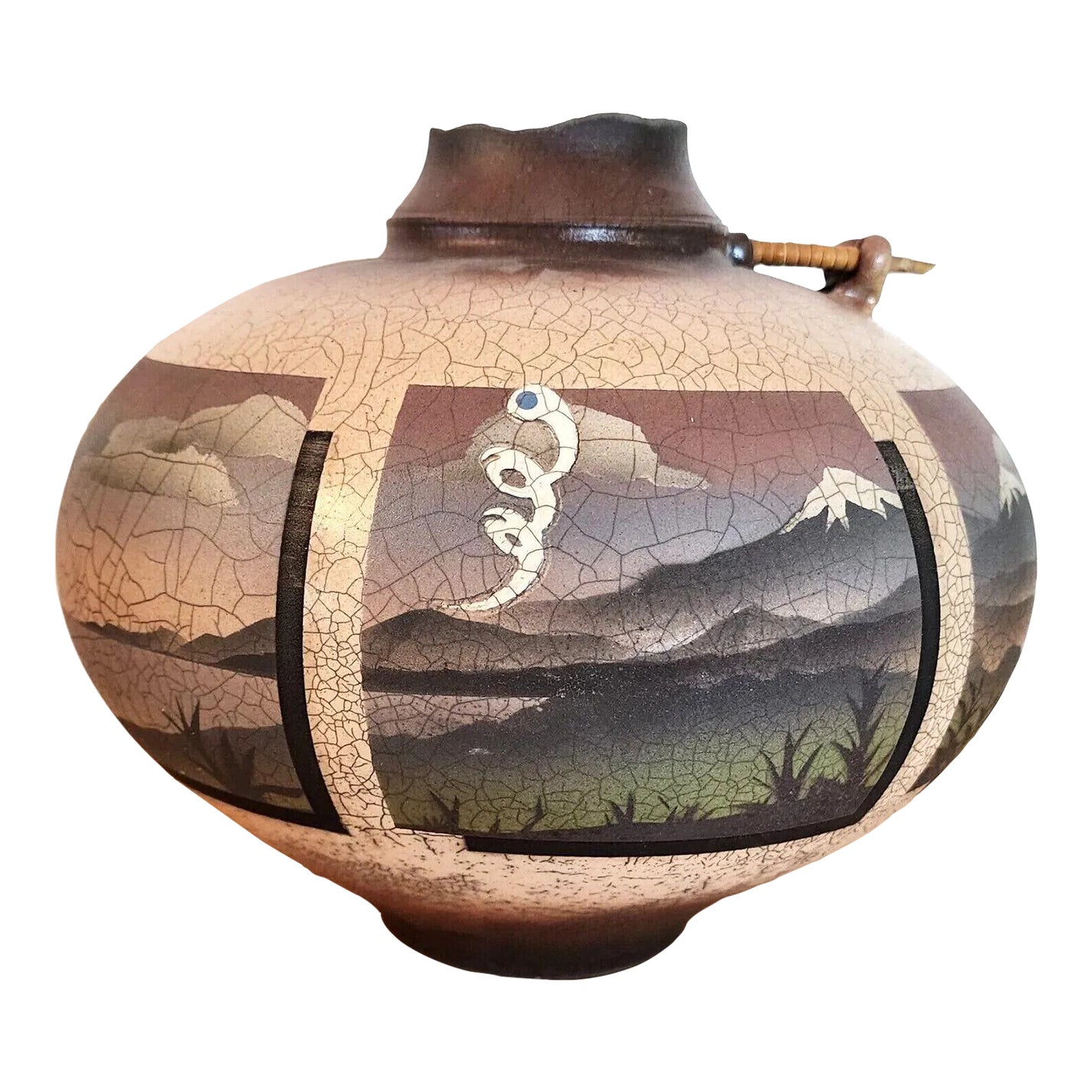 Ken Jensen Pottery Raku Vase Signed 1980 | Chairish