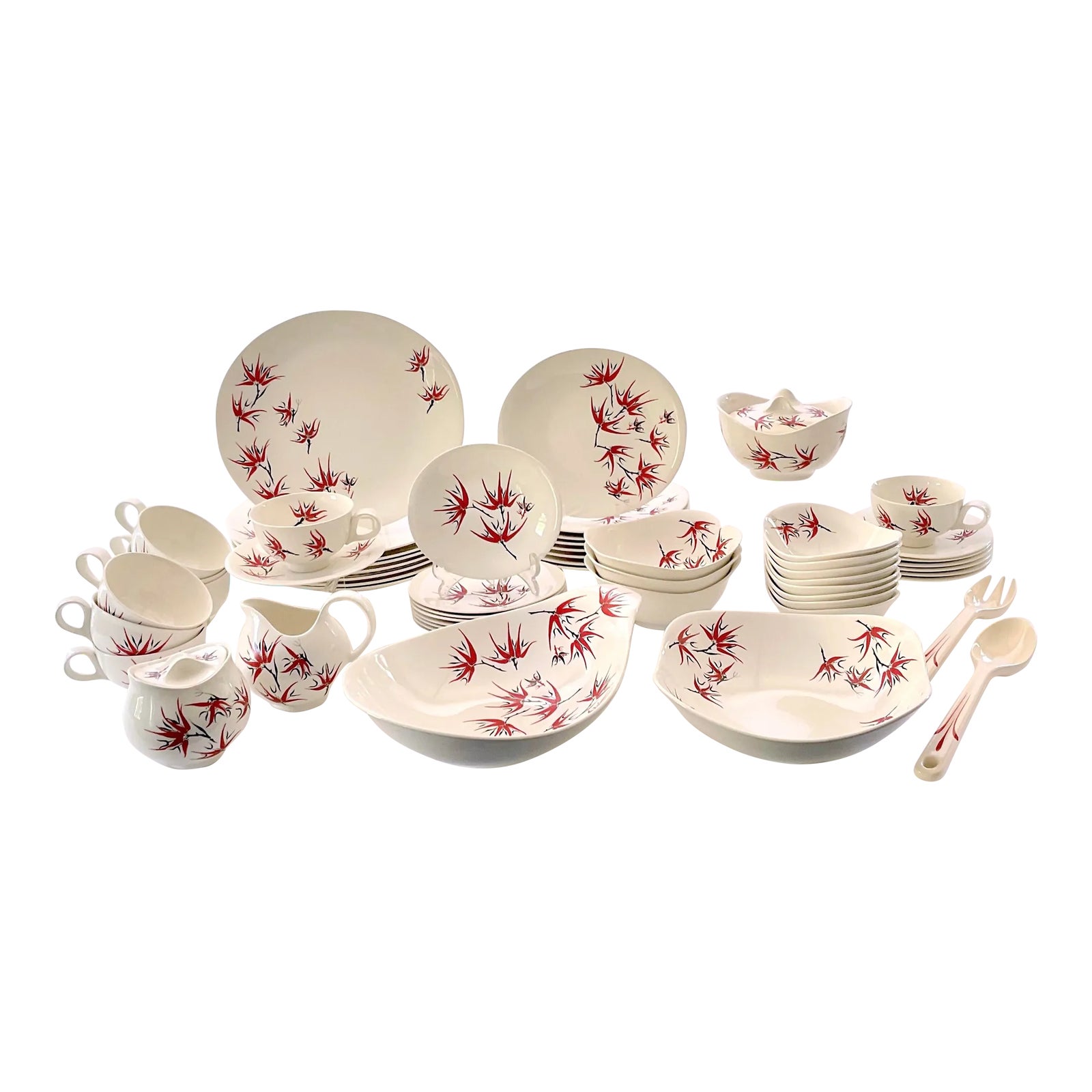 Eva Zeisel Mid-Century Hallcraft Holiday Dinner Service for 8- 56 ...