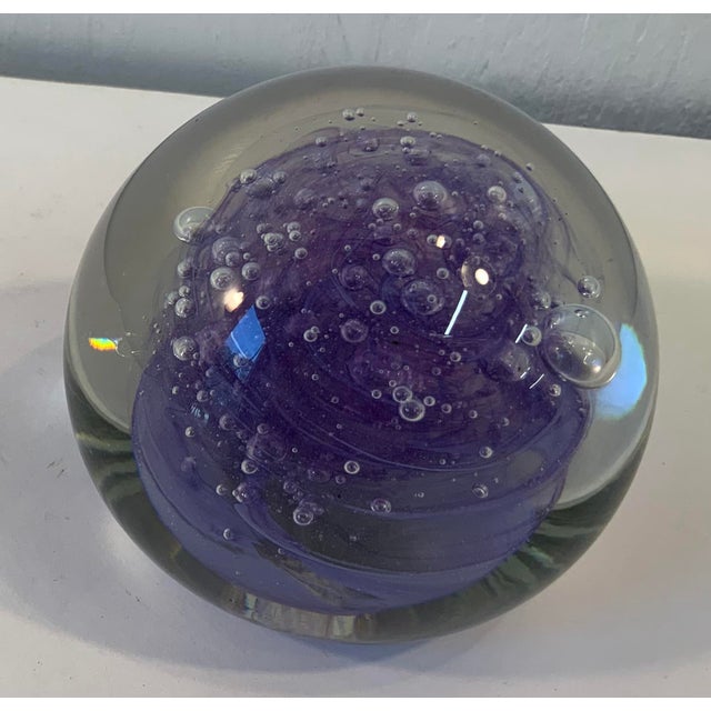 Vintage Purple Art Glass Paperweight | Chairish