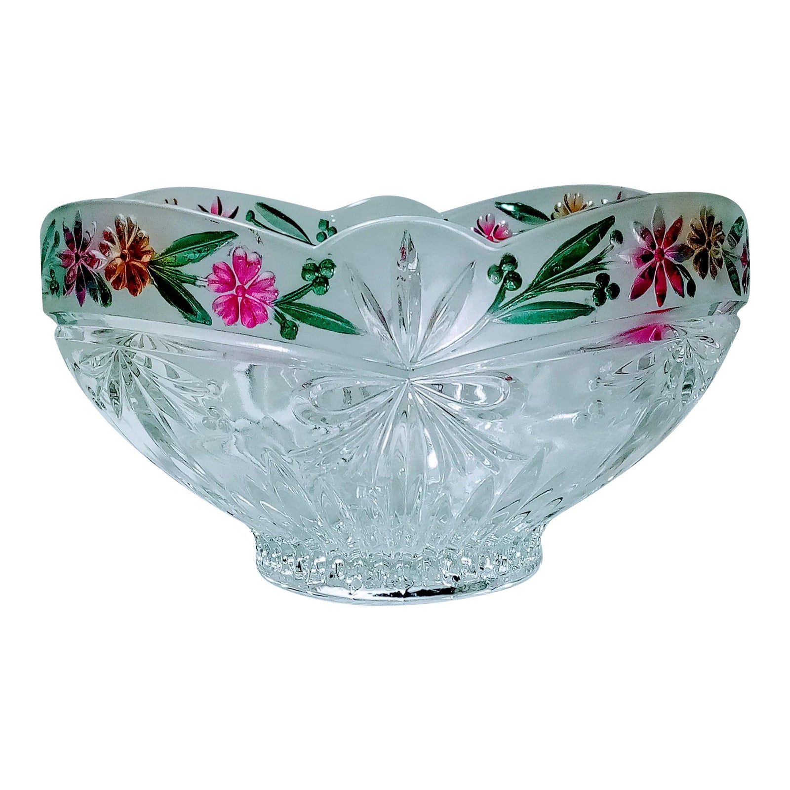 Vintage Oneida Heavy Crystal Serving Bowl | Chairish