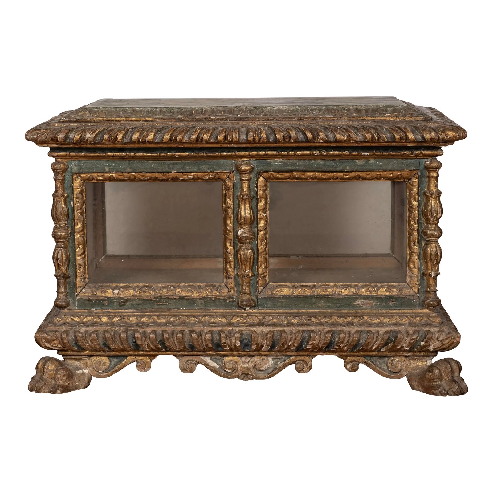 18th Century Italian Painted and Parcel Gilt Reliquary Box | Chairish