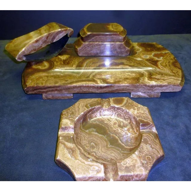 French Art Deco Marble Inkwell | Chairish