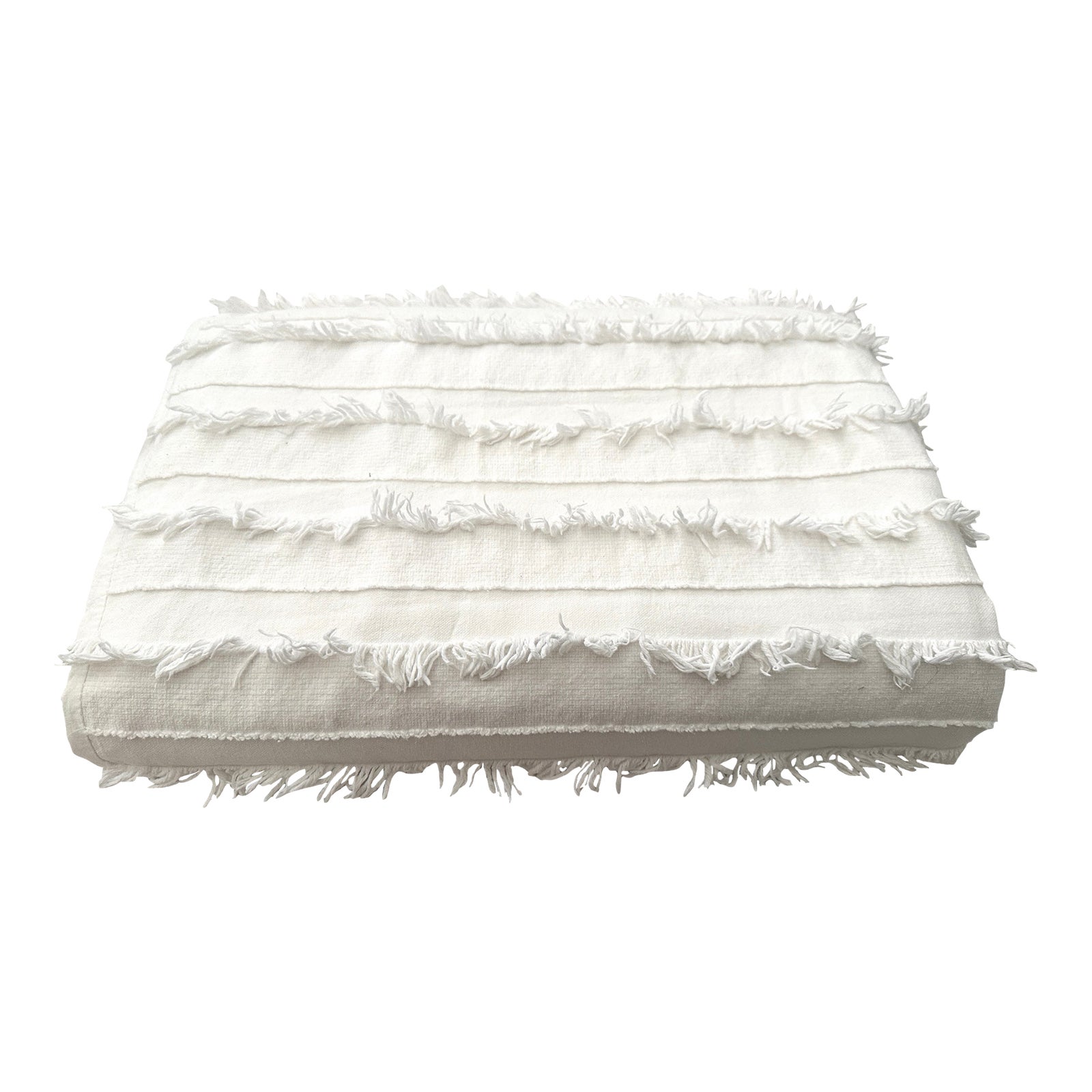 White Textured Fringe Twin Duvet Cover | Chairish
