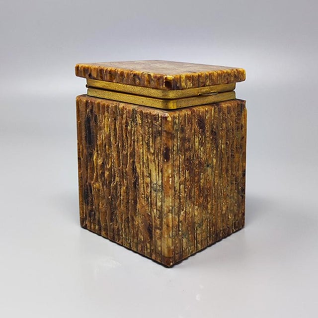 1960s Italian Handmade Brown Alabaster Box | Chairish
