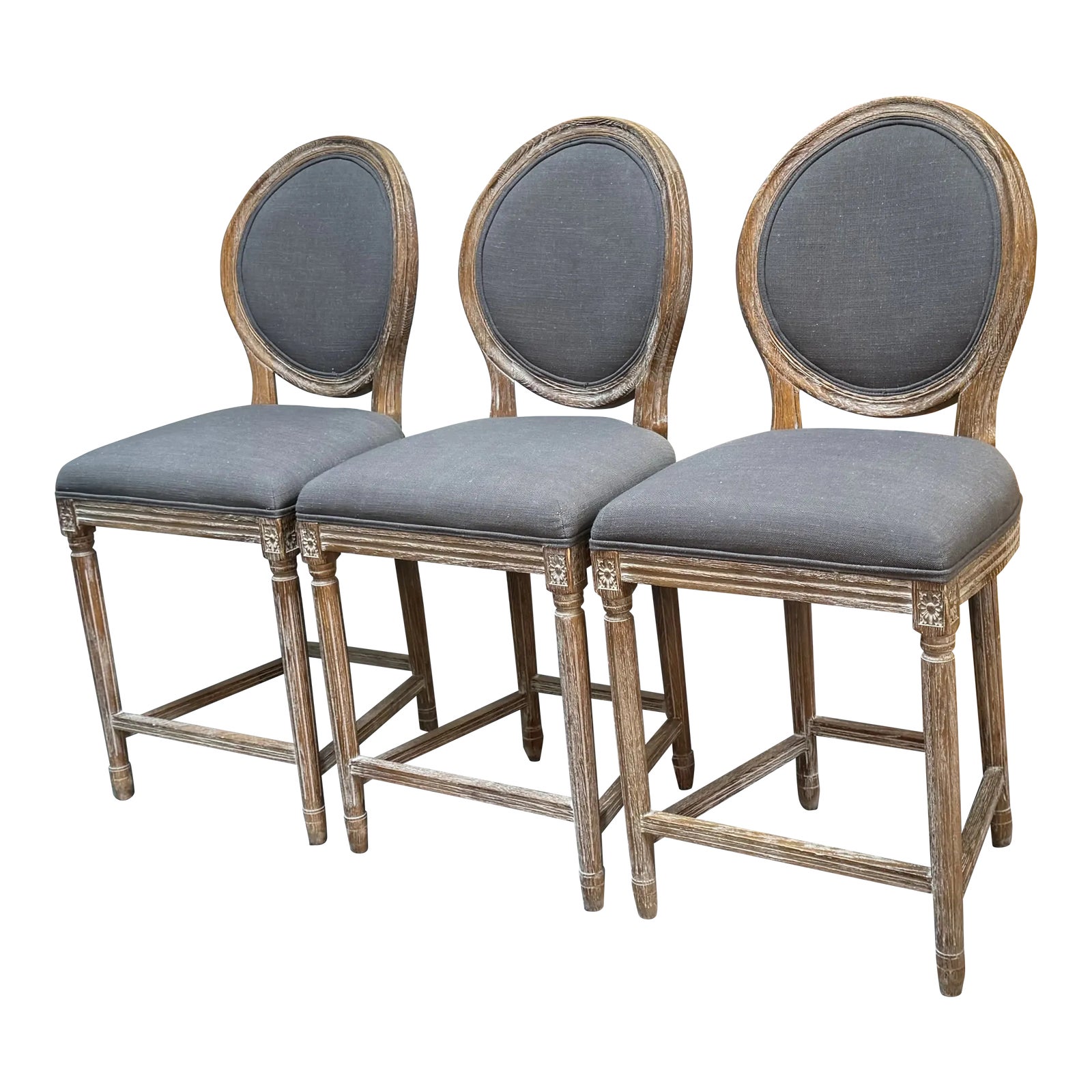 Cost Plus Paige Round Back Upholstered Counter Stools, Set of Three ...