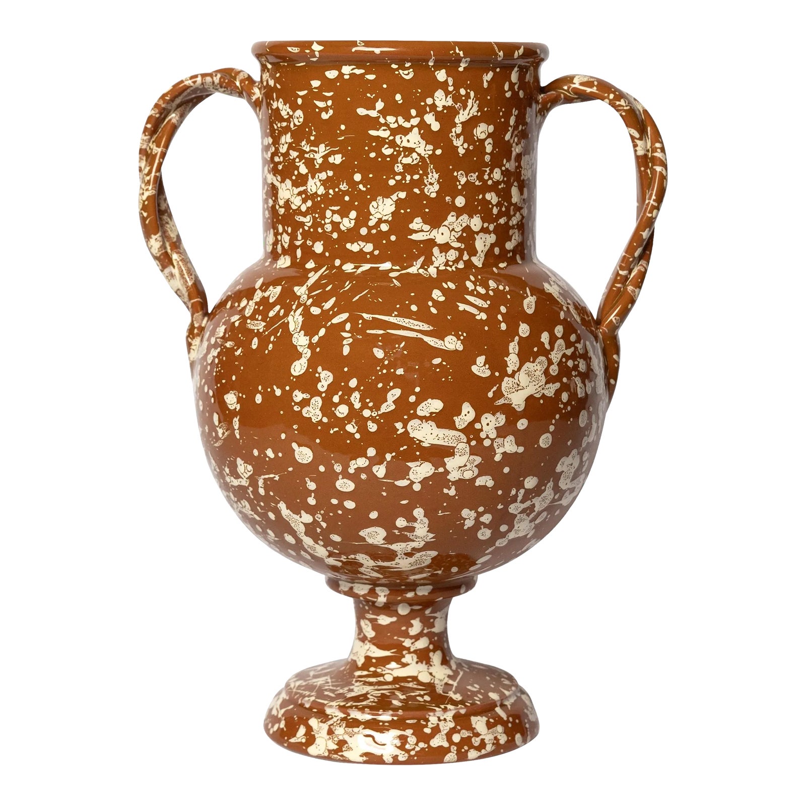Sharland England Splatter Verona Vase, Large, Terracotta & Cream | Chairish
