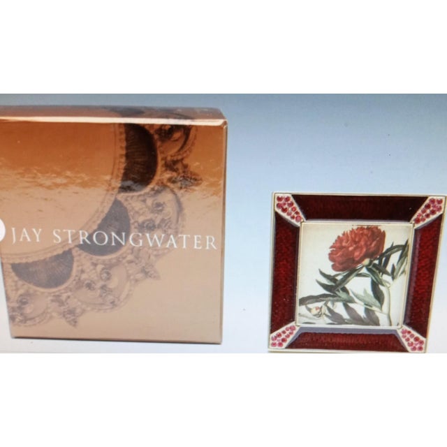 Jay Strongwater Leland Red Square Enamel Picture Frame W/ Box | Chairish