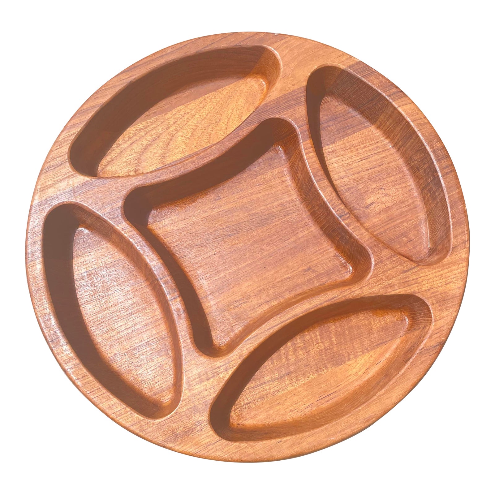 1960's Dansk 15" Round Teak Wood 15" Serving Tray Danish MCM | Chairish