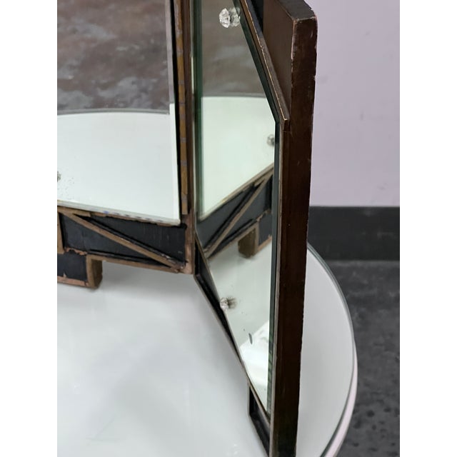 Vintage Tri-Fold Art Deco Table Top Mirror | Chairish