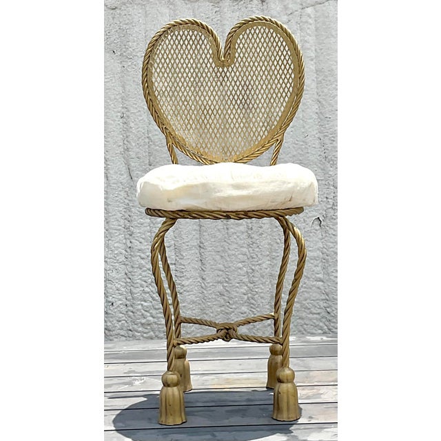 Vintage Regency Gilt Tassel Heart Chair | Chairish