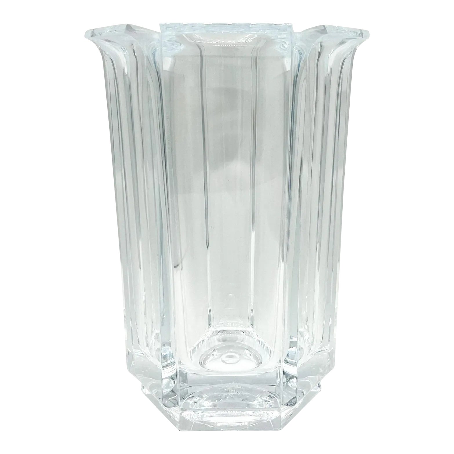 Mid-Century Modern Lucite Hexagon Transparent Vase | Chairish