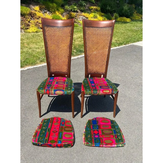 Pair of Mid Century Caned Chairs With Jack Lenor Larson Velvet ...