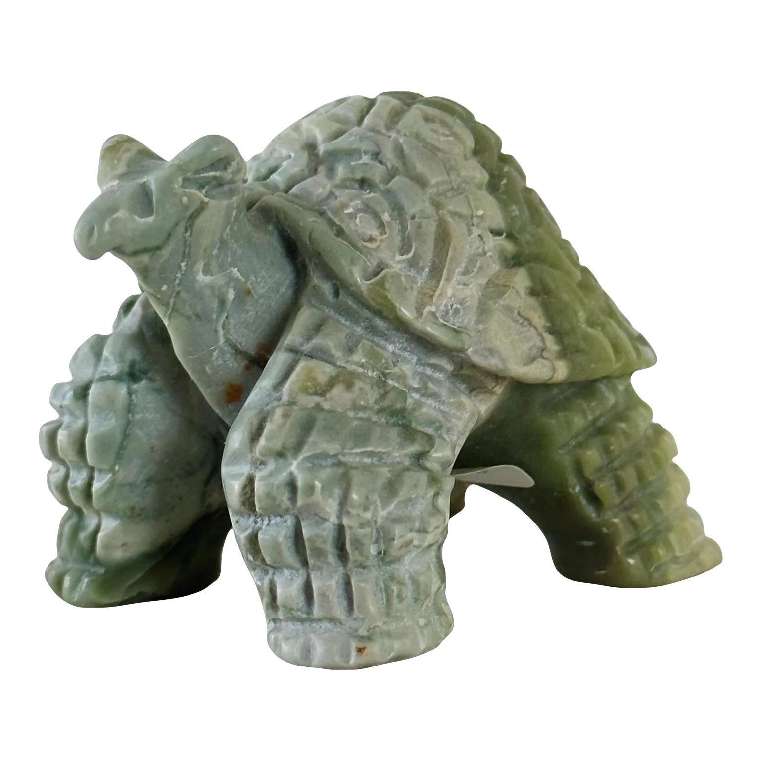 Mid-Century Hand Carved African Tortoise of Green Verdite / Malachite ...