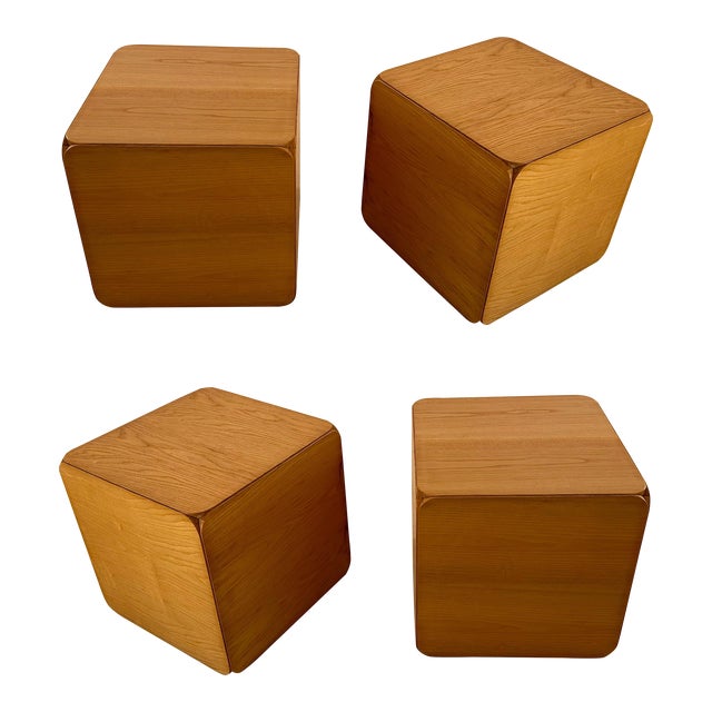 Set of 4 Wood Cube Stools Samara by Derk Jan De Vries for Maisa Di ...