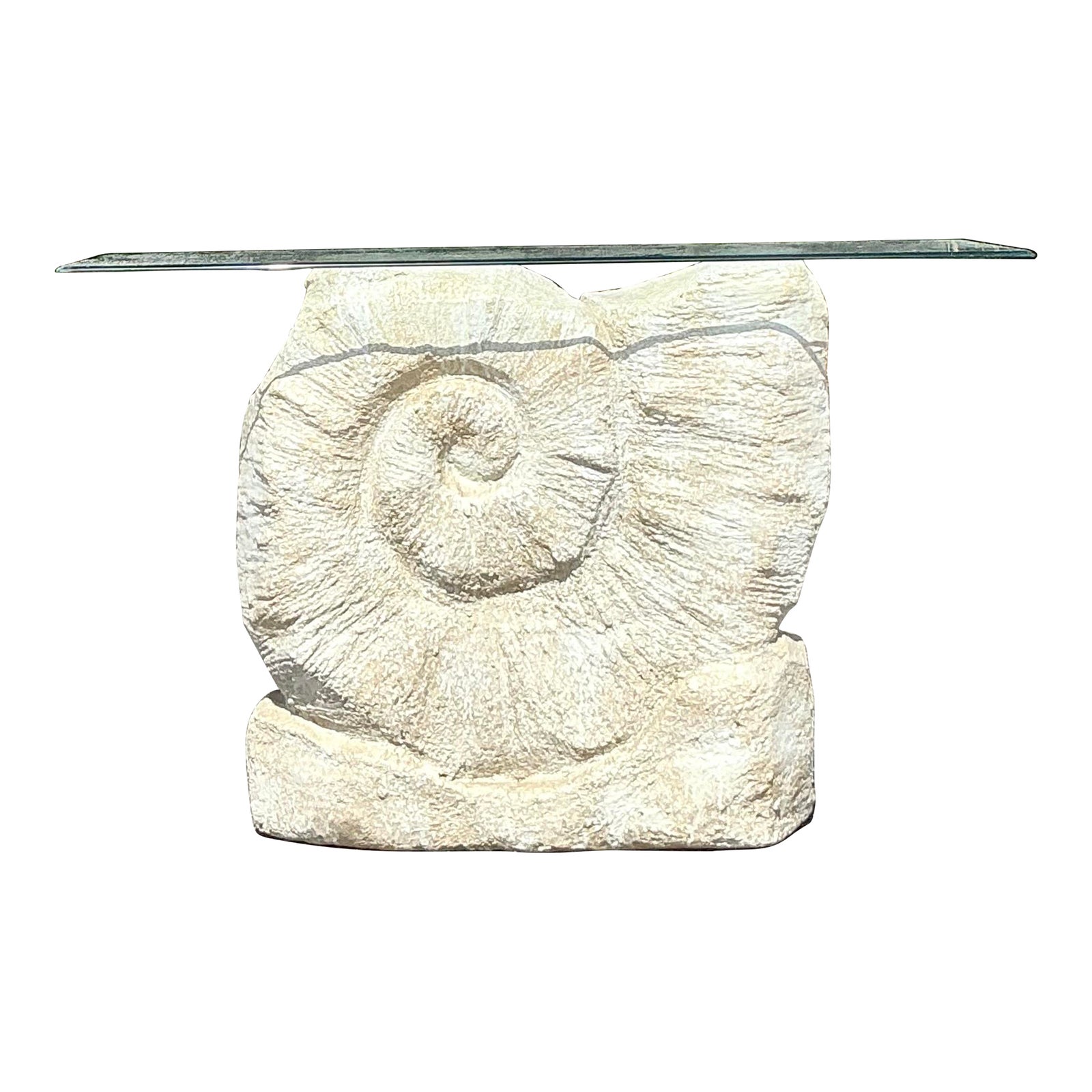 Vintage Boho Plaster Nautilus Console Table | Chairish