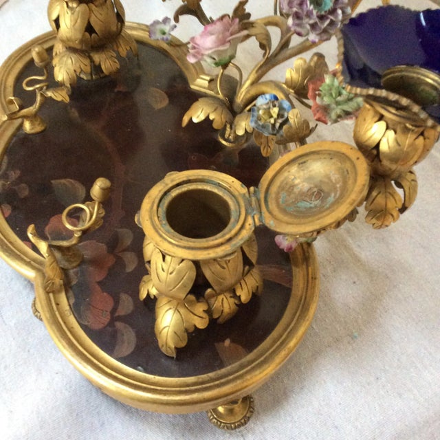 French Lacquer & Bronze Encrier Inkwell | Chairish
