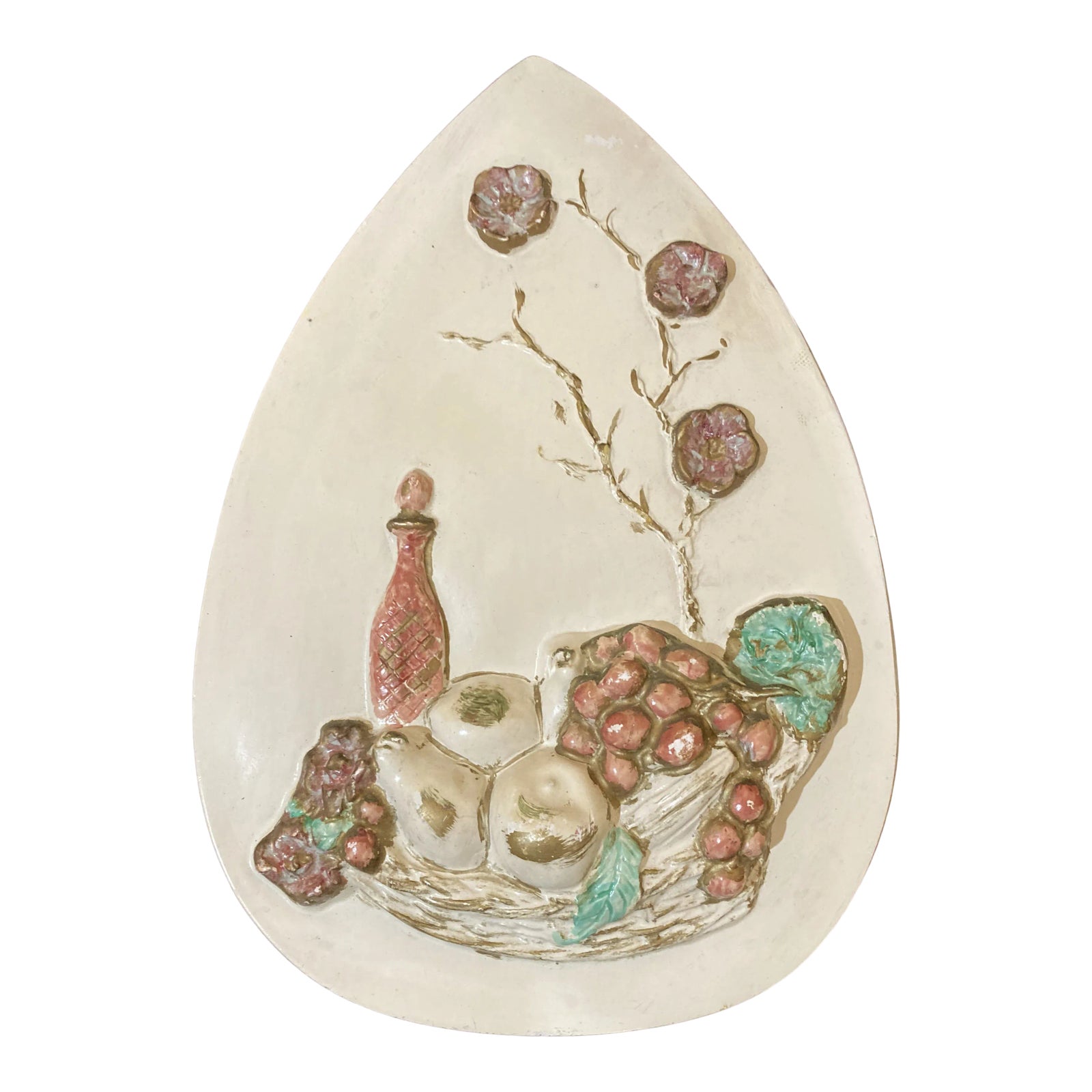 1950s Italian Chalkware Wall Plaque | Chairish