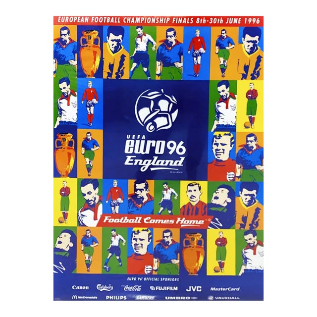 1996 Euro 96 England Poster | Chairish
