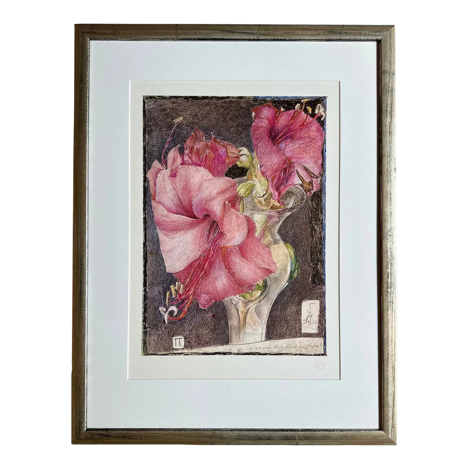 1980s Horst Janssen Lillies Floral Offset Lithograph Red Stamped ...