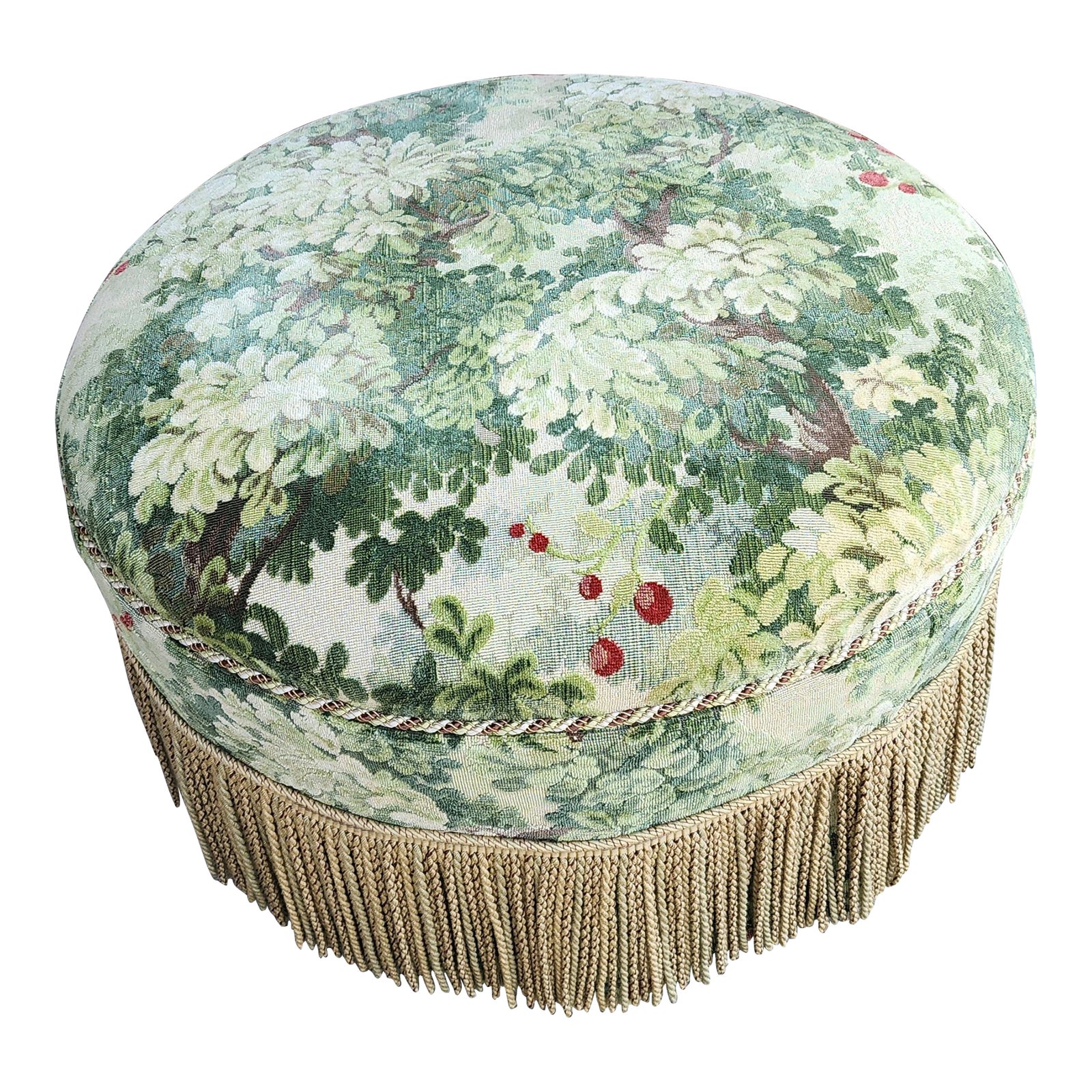 Custom Round Ottoman in Scalamandre Marly Velvet With Boullion Fringe ...